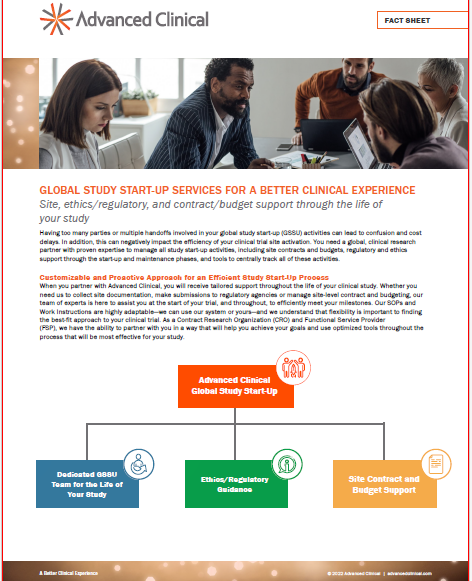 Fact Sheet: Global Study Start-Up Services For A Better Clinical Experience
