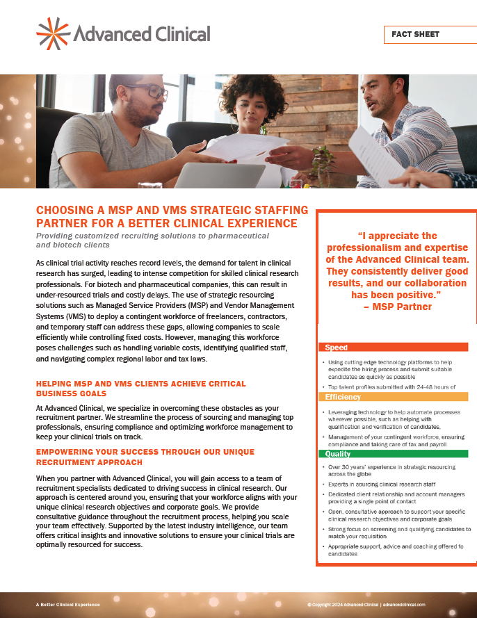 MSP & VMS Strategic Staffing Partner for a Better Clinical Experience