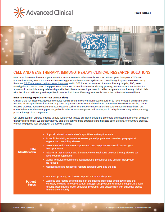 Fact Sheet: Cell and Gene Therapy: Immunotherapy Clinical Research ...